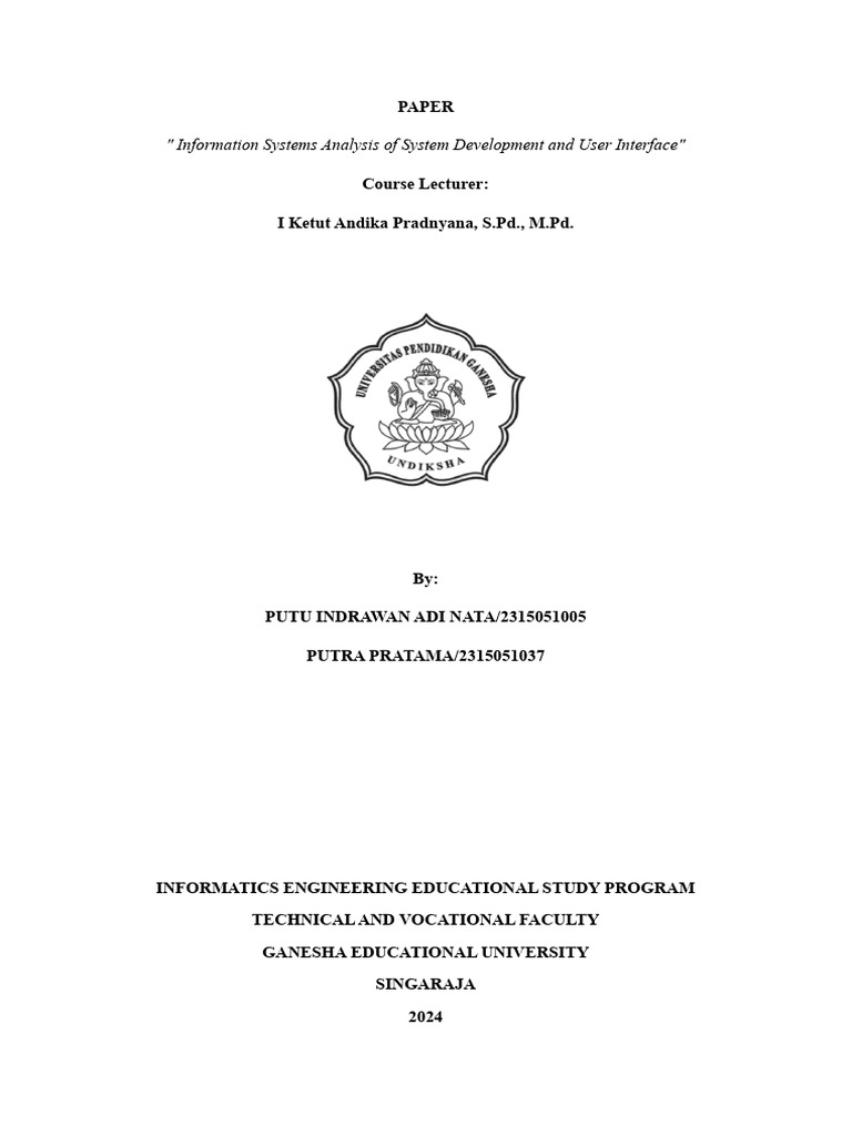 Makalah Information Systems Analysis of System Development and User Interface | PDF