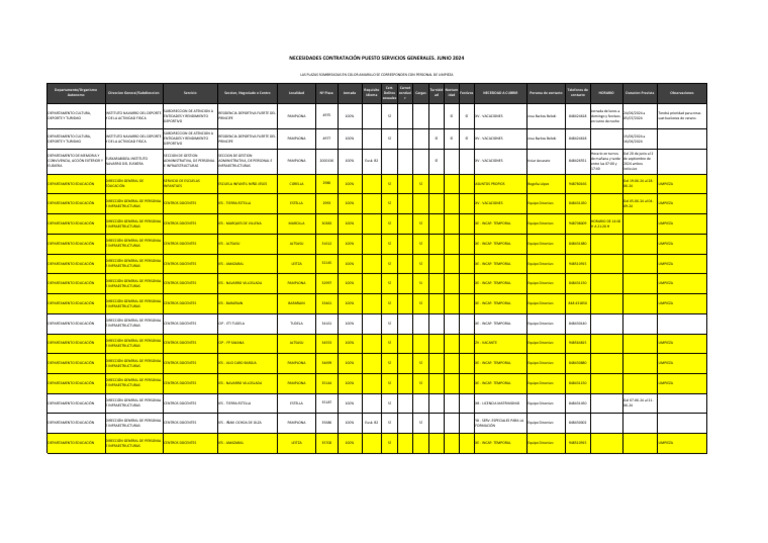 Listado Necesidades SSGG Junio 2024 | PDF