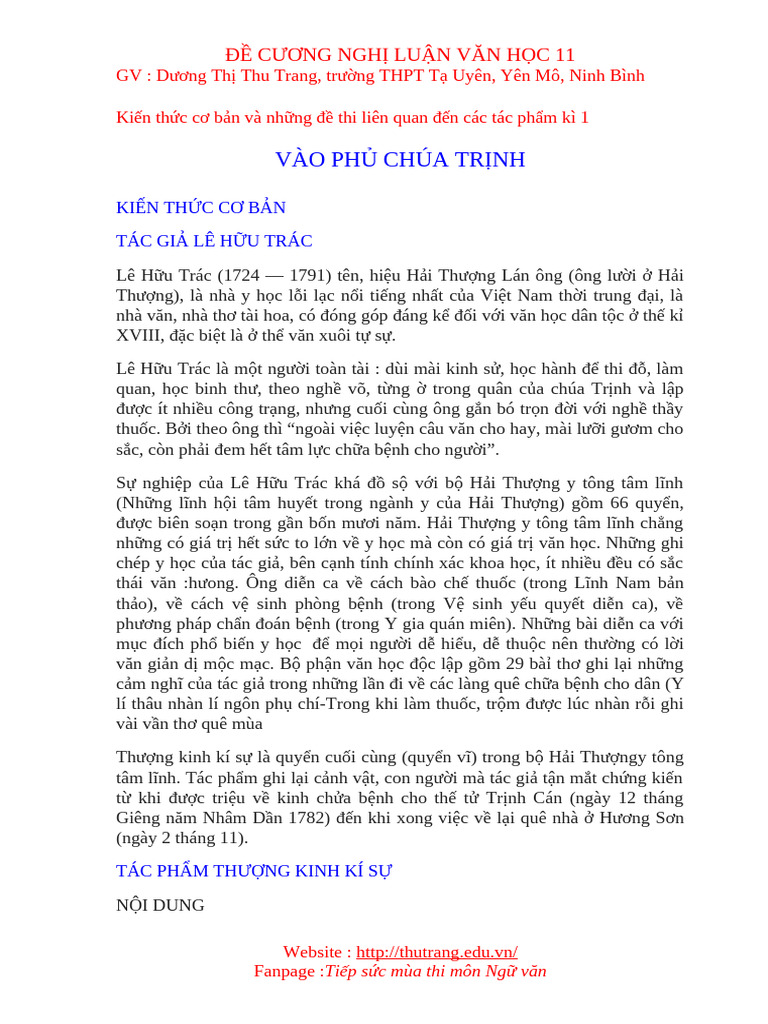 Onluyen - VN - Ä Á cÆ°Æ¡ng Nghá Luáº N Vä N Há C Mã N Ngá Vä N Lá P 11 Træ°á NG THPT Táº¡ Uyã N ...