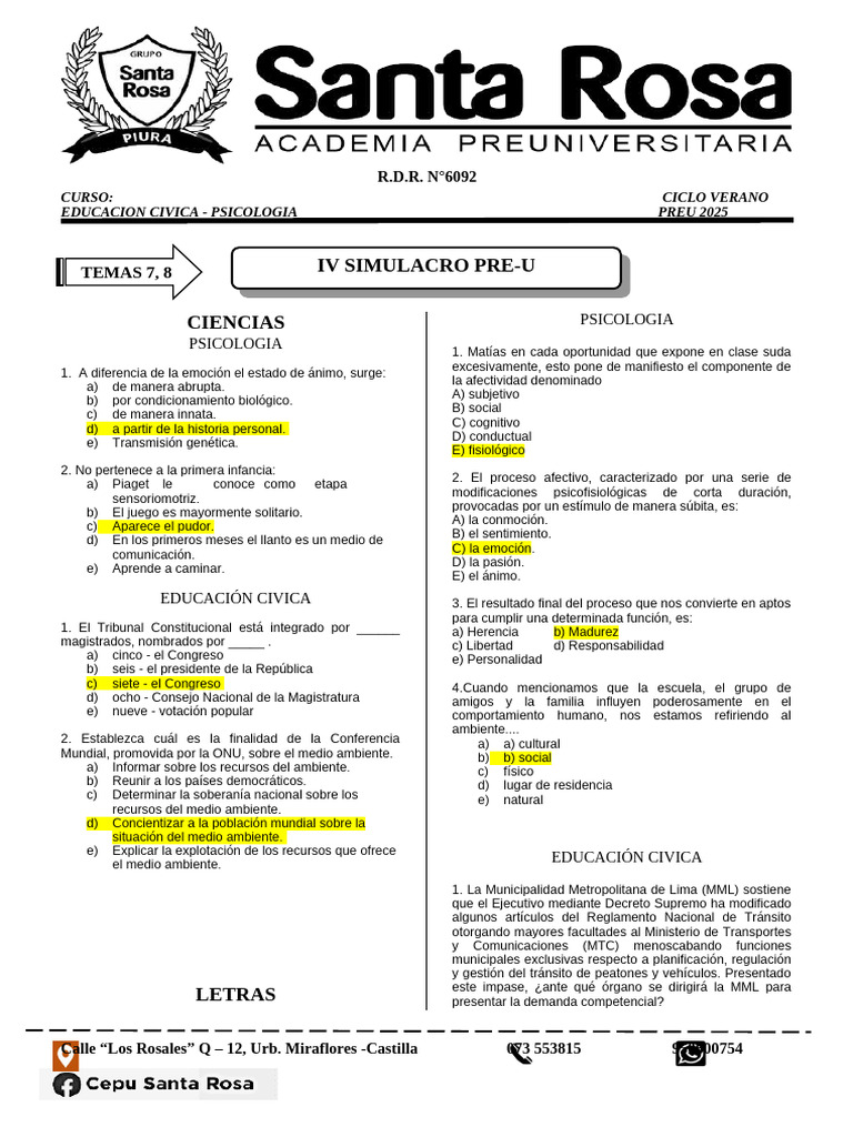 Iv Simulacro Preu | PDF | Unicef | Ejecutivo (gobierno)