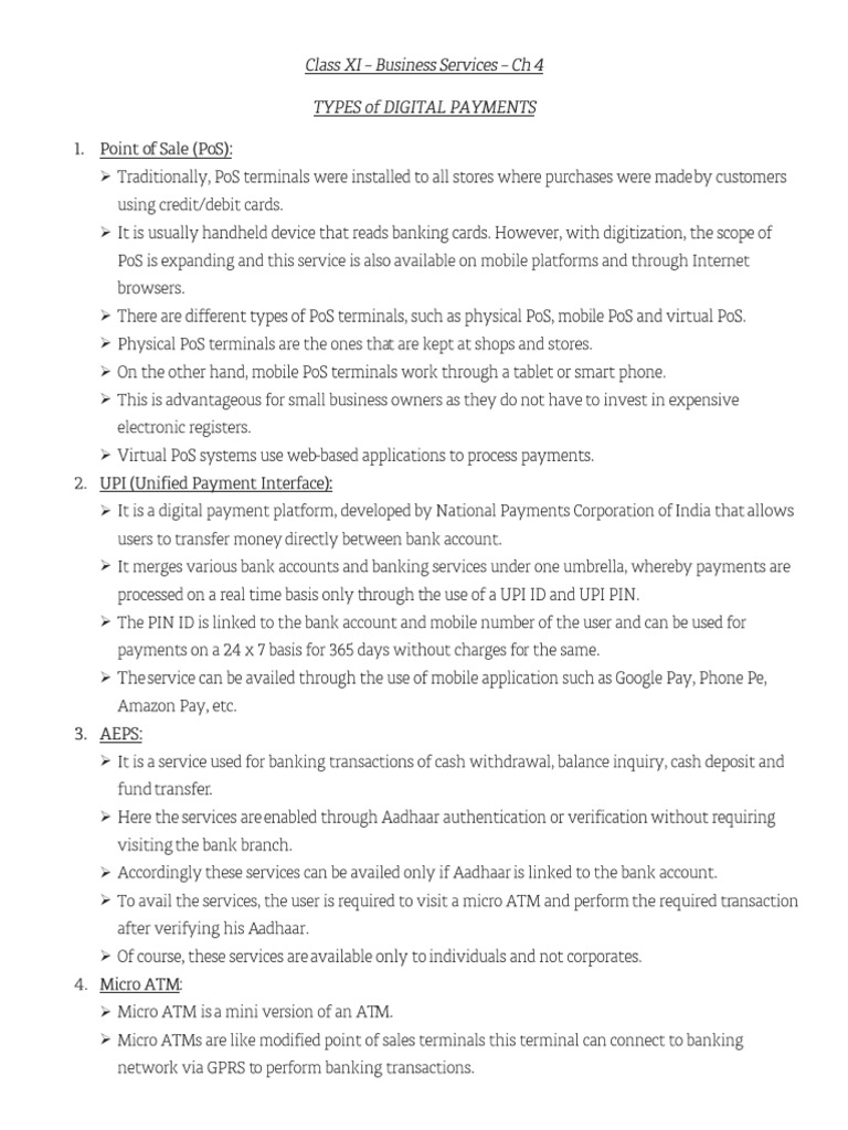 Types of Digital Payments | PDF