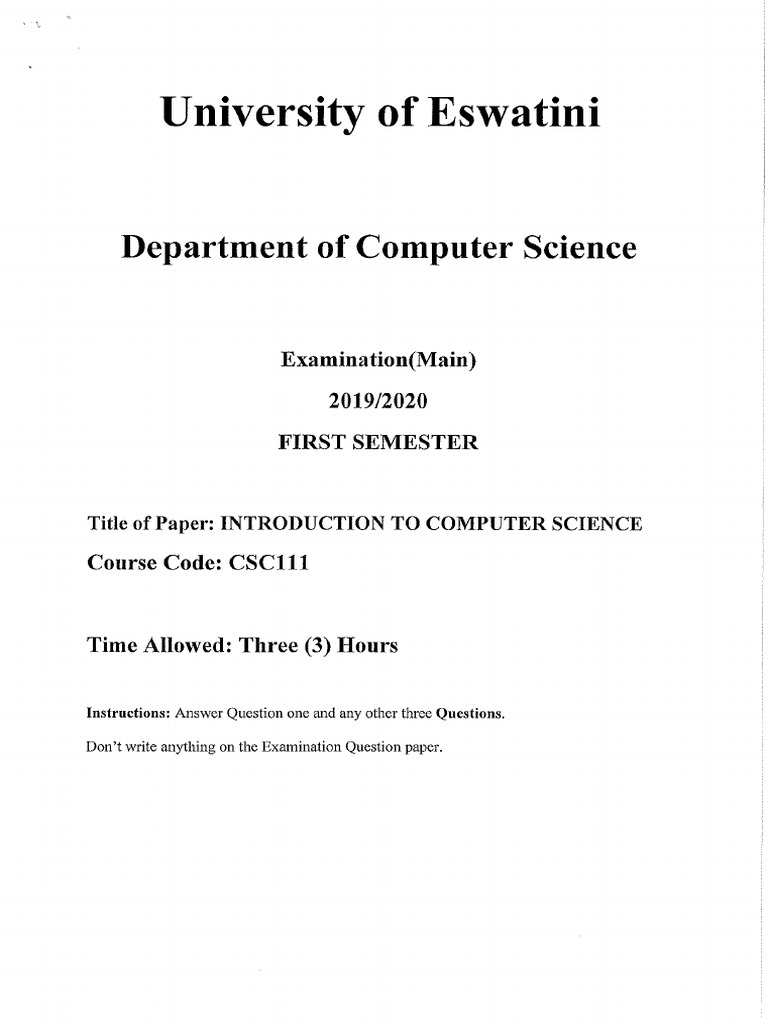 CSC 111 M 2020 | PDF
