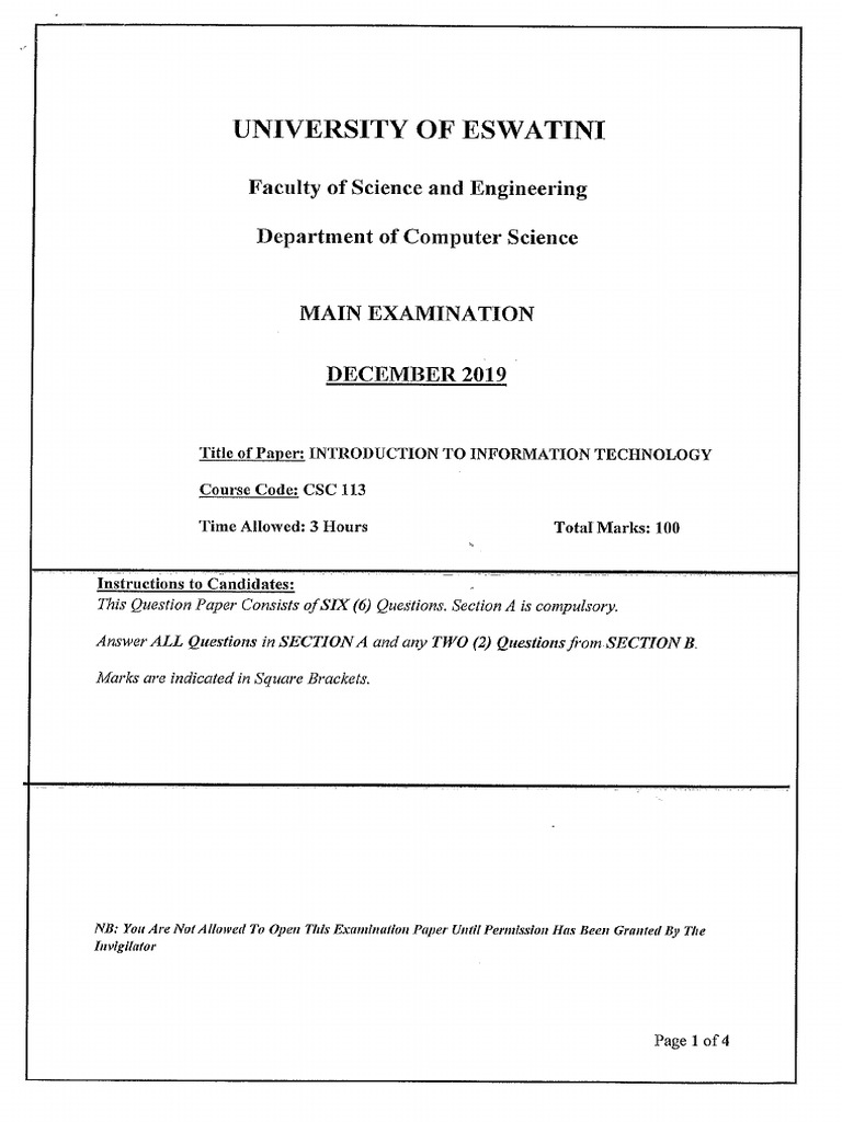 CSC 113 M 2020 | PDF