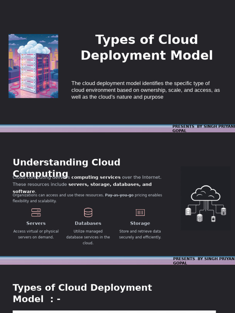 Types of Cloud Deployment Model - PPTX 20250217 220636 0000 | PDF | Cloud Computing | Scalability