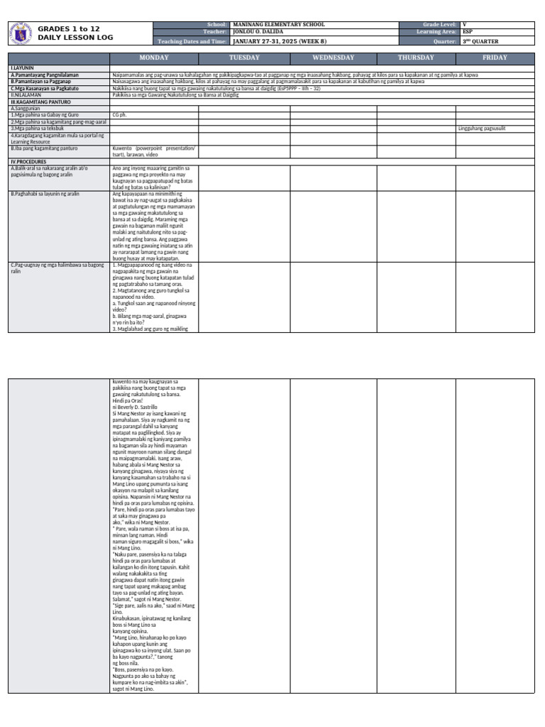 DLL_ESP 5_Q3_W8 | PDF