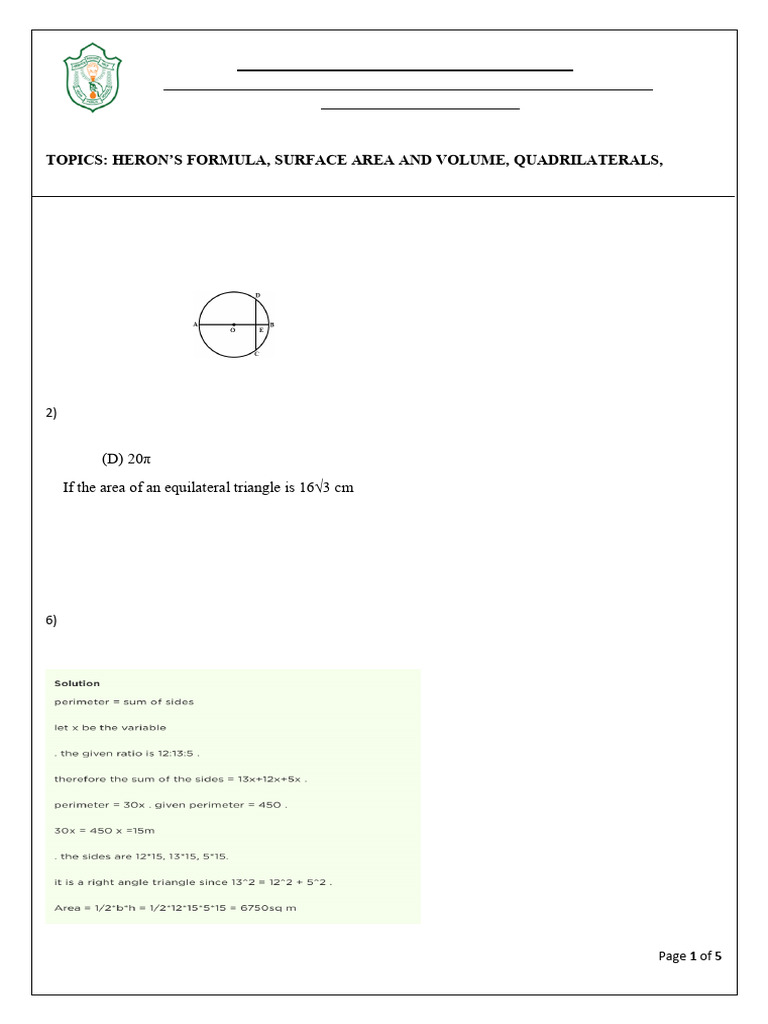 Dps Entrar Math Questions | PDF