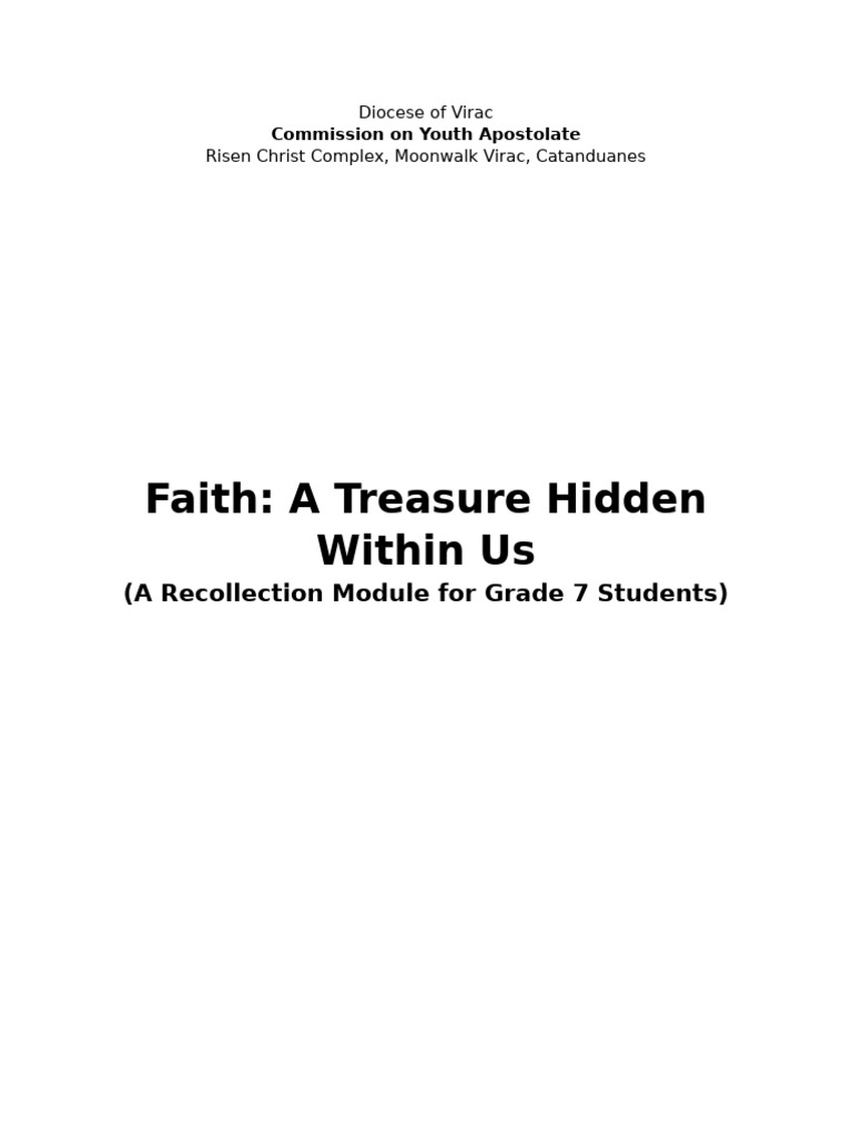 Recollection Module For Grade 7 Students | PDF | Gospel Of Matthew | Faith