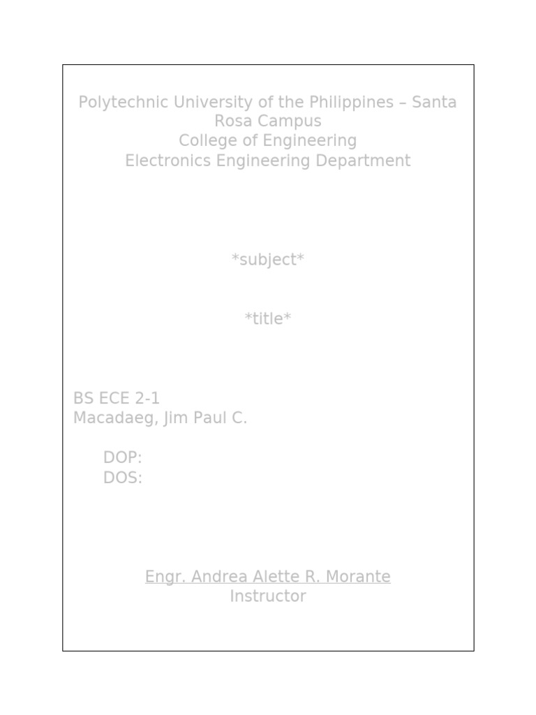 PUP Santa Rosa BS ECE 2-1 Course Info | PDF