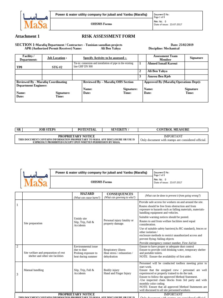 Tie-In3 Connexion and Installation of T in The Existing Potable Water ...