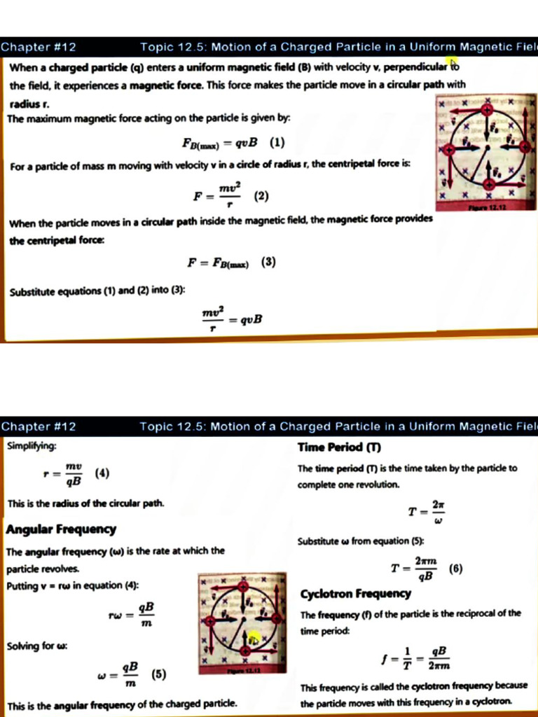 Motion of Charge Particle in Uniform Magnetic Field | PDF