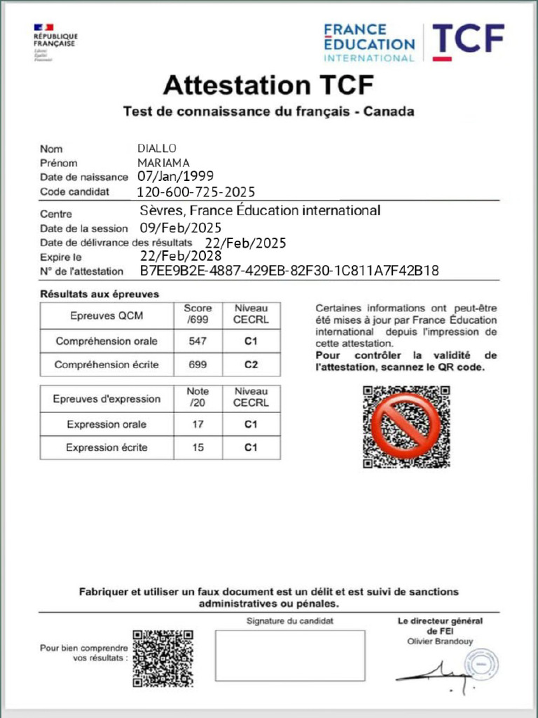TCF Test de Langue Française | PDF