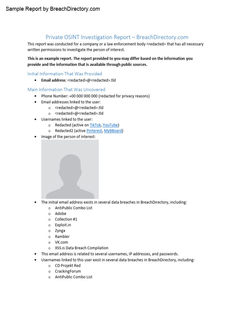 Private OSINT Investigation Report - Sample | PDF | Password | Internet ...