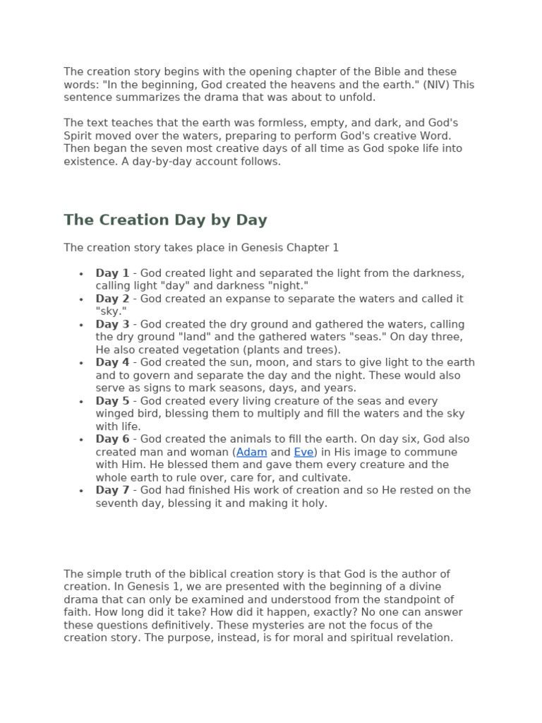 Genesis Creation Story Explained | PDF | Genesis Creation Narrative ...