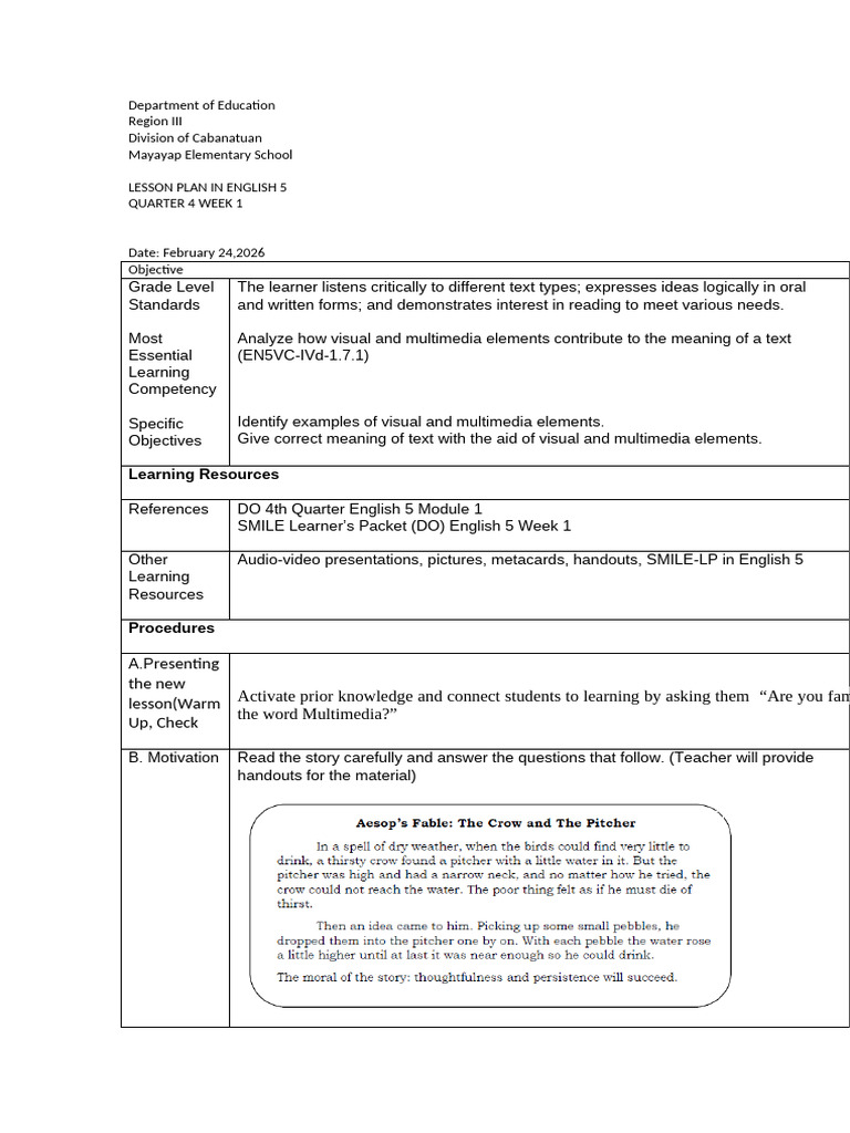 grade 5 english dlp | PDF | Image | Graphics