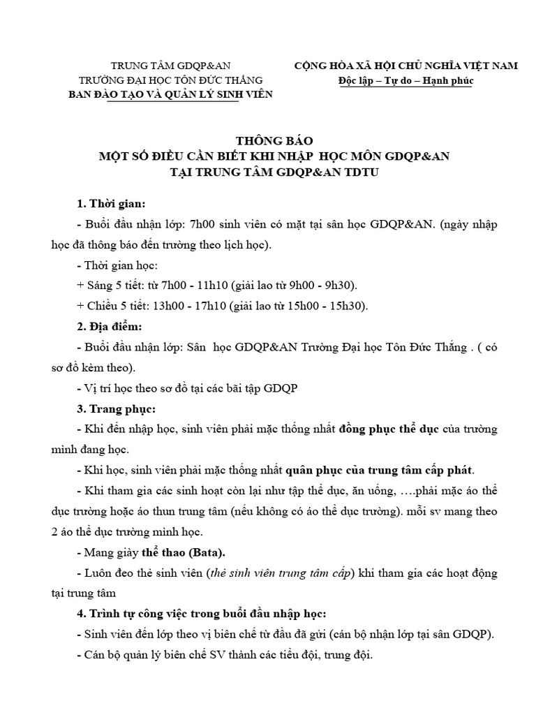 ThÃ´ng tin n?i dung khi nh?p h?c GDQP. | PDF
