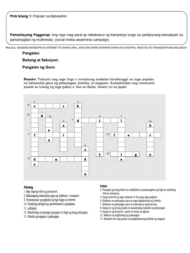 Fil 3rdQ Worksheet | PDF