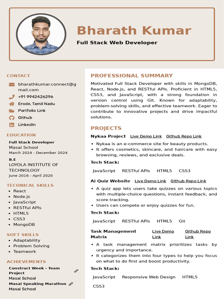 Bharath Kumar FullStackWebDeveloper 1 | PDF | World Wide Web | Internet & Web