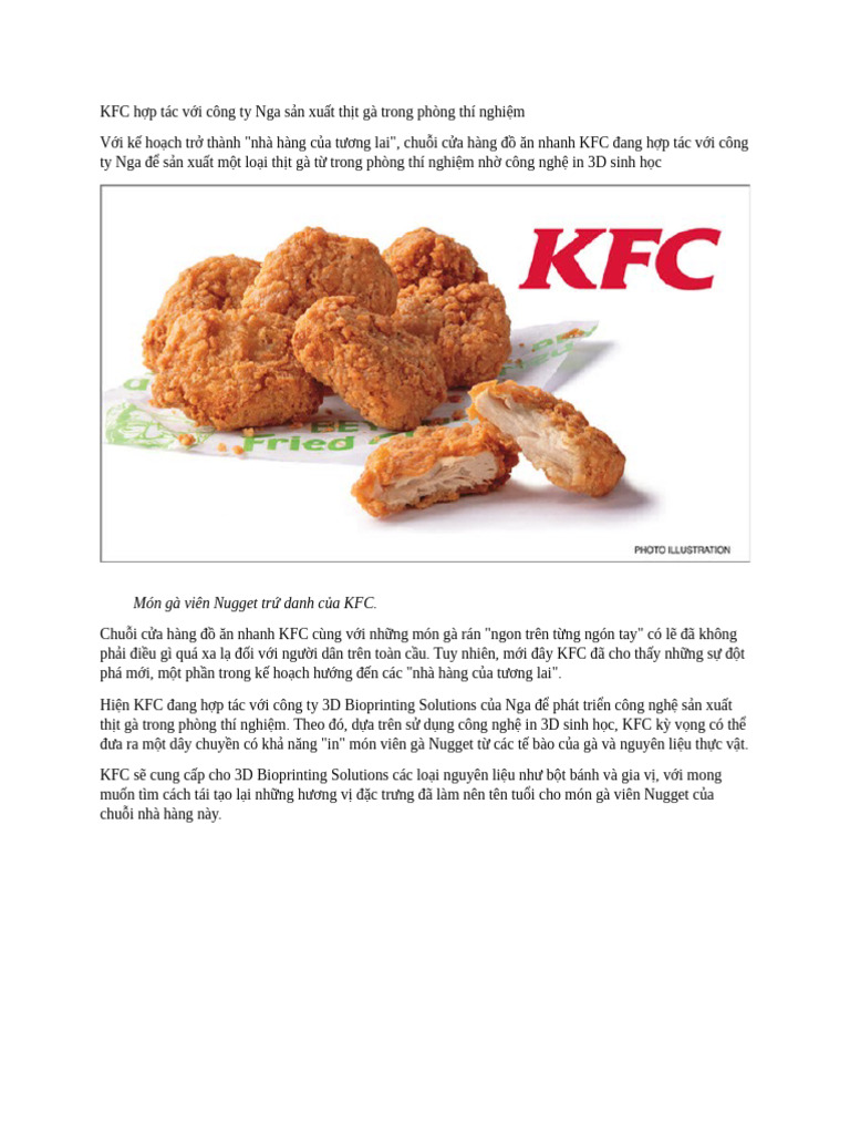 KFC Hợp Tác Với Công Ty Nga | PDF