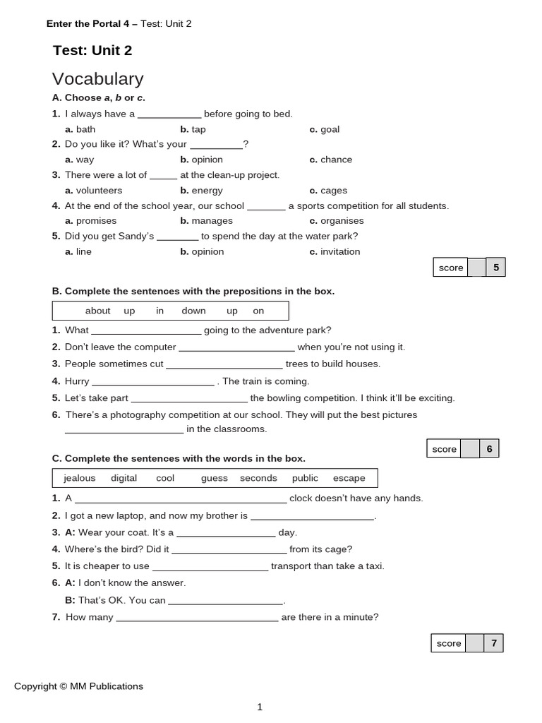 Enter The Portal 4 Unit Test 2 | PDF | Linguistics