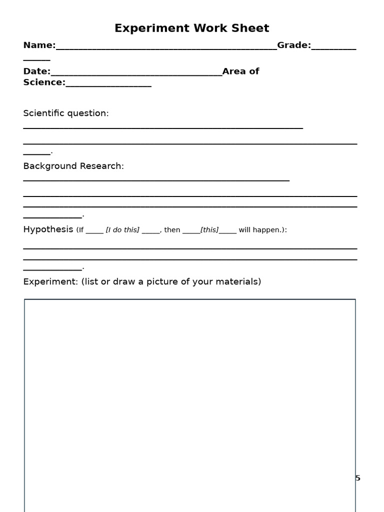 Experiment Worksheet Template | PDF | Experiment
