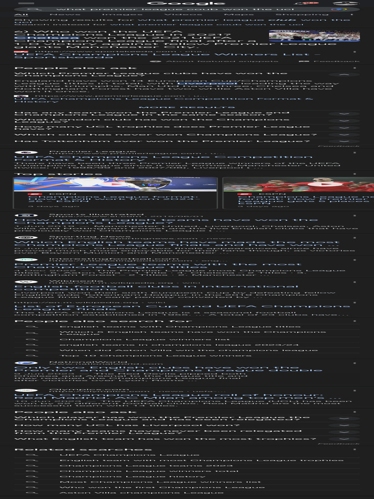 What Premier League Coub Won the Ucl - Google Search | PDF | Uefa Champions League | Premier League