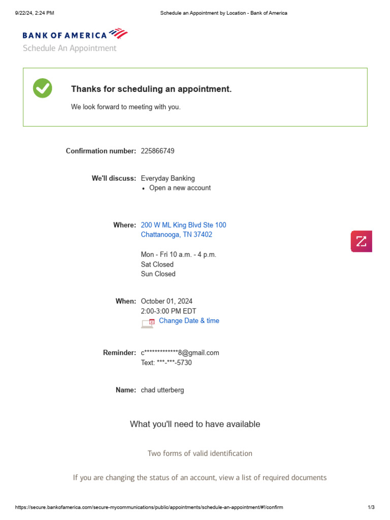 Bank Of America Schedule Appointment