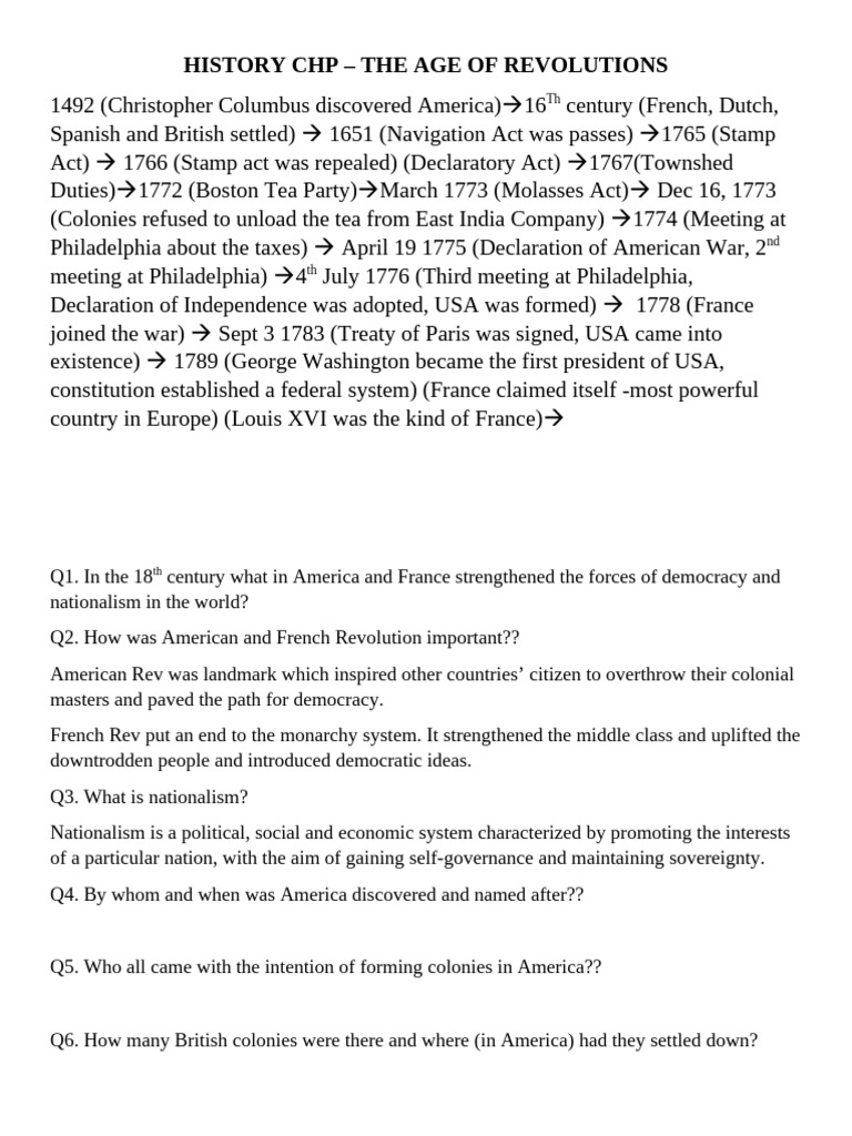 Age of Revolutions: America & France | PDF | American Revolution ...