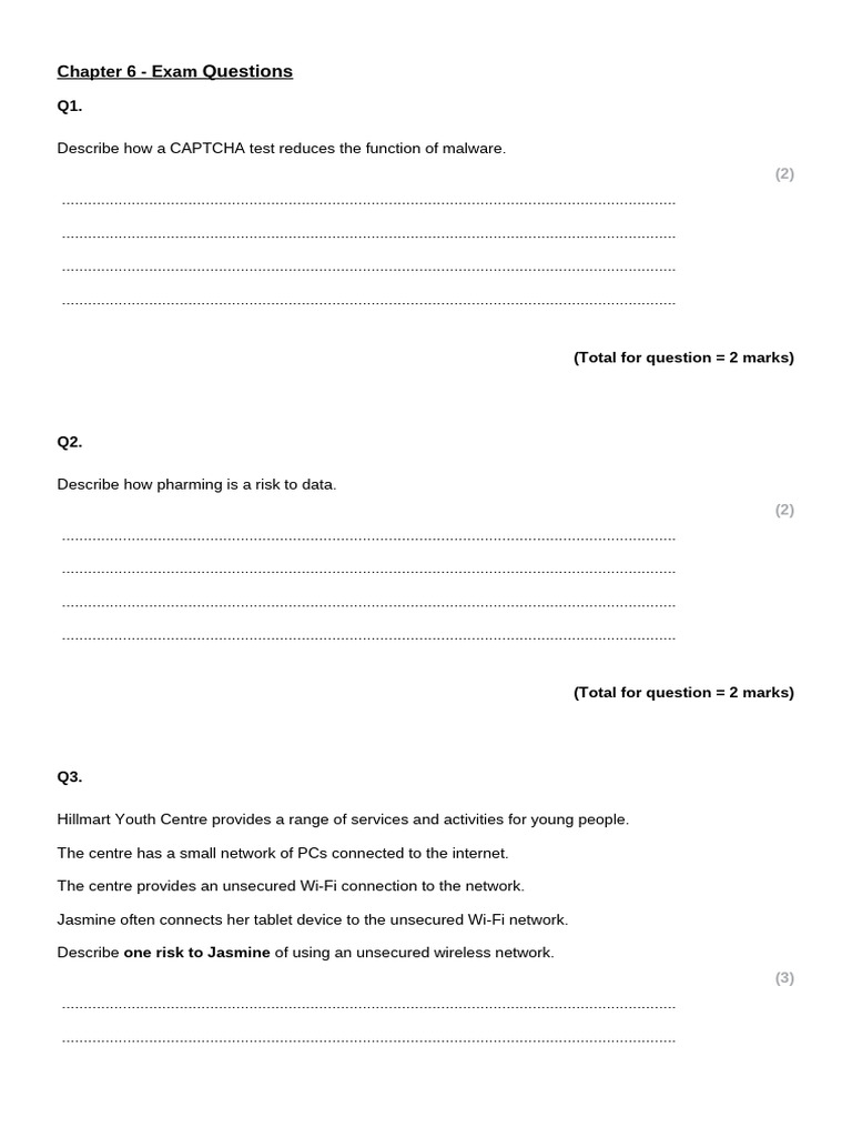 Exam Questions - Unit 3 Chapter 6 | PDF | Backup | Phishing