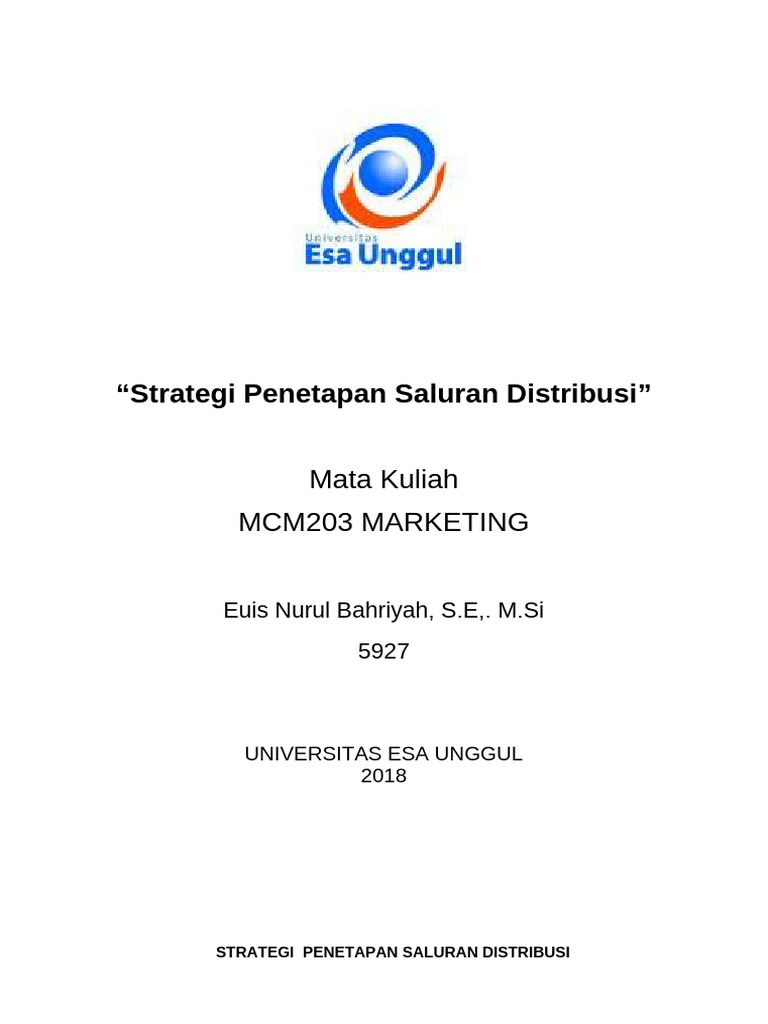 Modul OL10 Strategi Penetapan Saluran Distribusi (1) | PDF