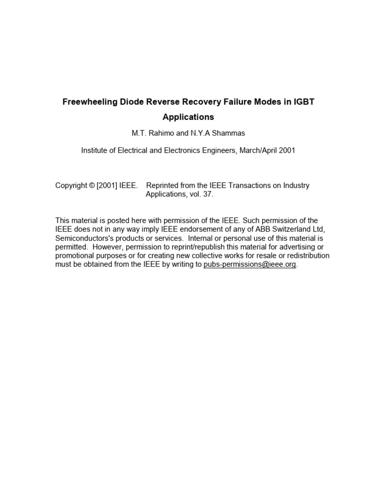 Igbt Reverse Recovery Parameters Influence | PDF | Diode | Mosfet