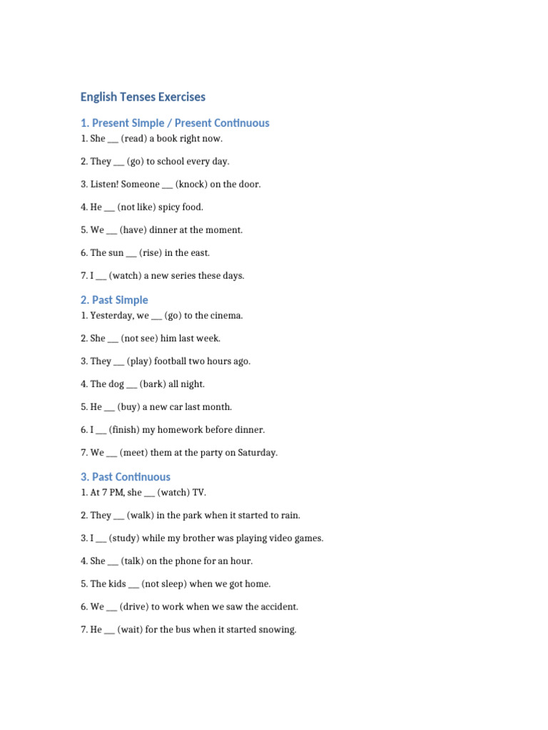 English_Tenses_Exercises | PDF