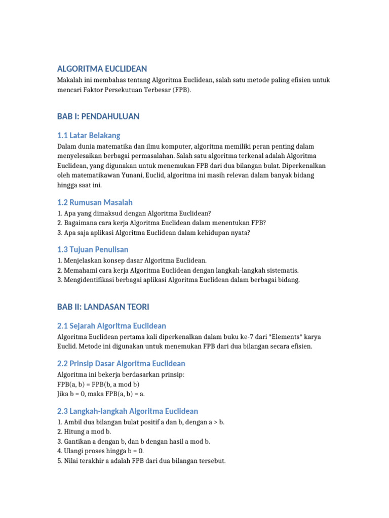 Makalah Algoritma Euclidean | PDF
