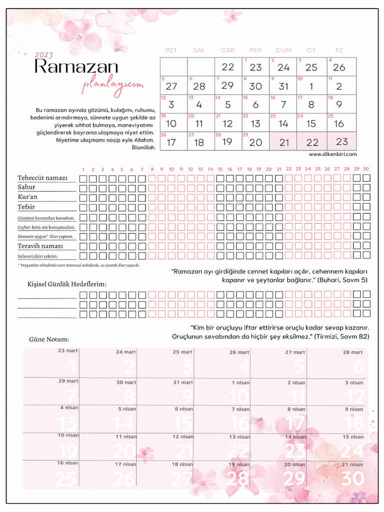 Dikenbiri Ramazan Planlayicim A3 A4 29 1 | PDF