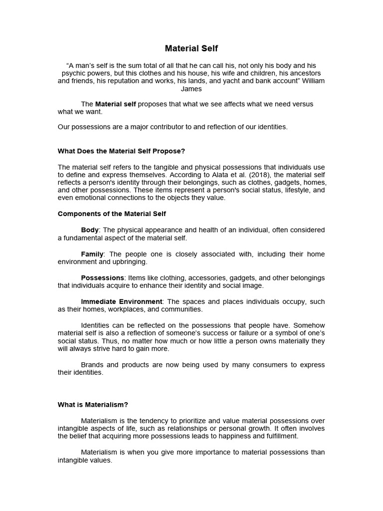Understanding Material and Spiritual Self | PDF | Consumerism | Semiotics