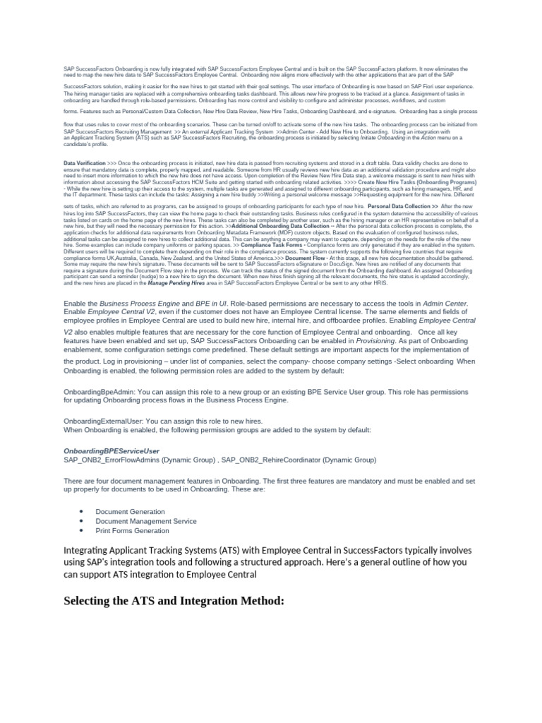 SAP SuccessFactors Onboarding Overview | PDF | Verification And ...