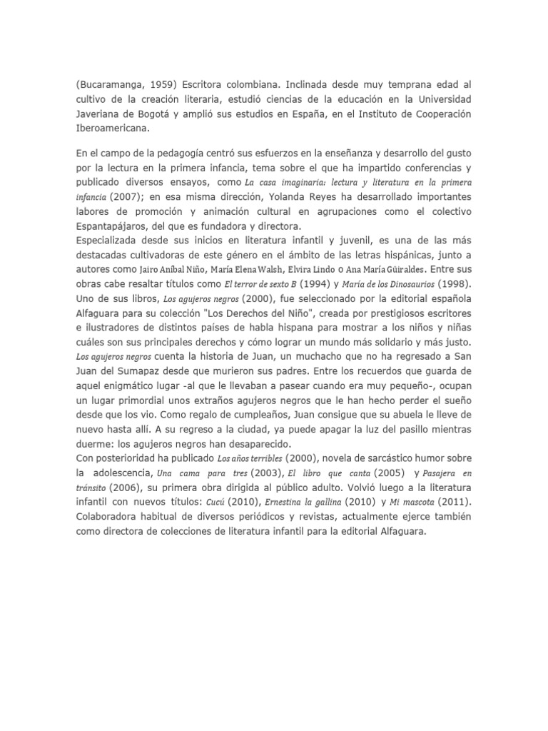 Biografia Yolanda Reyes | PDF | Literatura infantil
