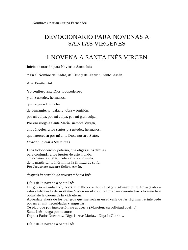 Novenas a Santa Inés y Santa Ángela | PDF | Intercesión | María, madre ...