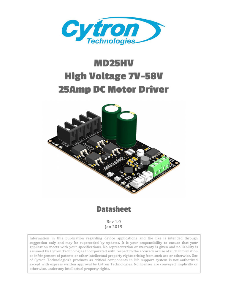 Cytron 25a 7 58v Single Brushed DC Motor Driver Datasheet | PDF ...