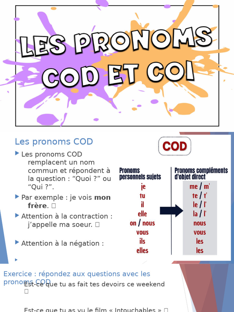 Pronoms COD et COI : Exercices pratiques | PDF
