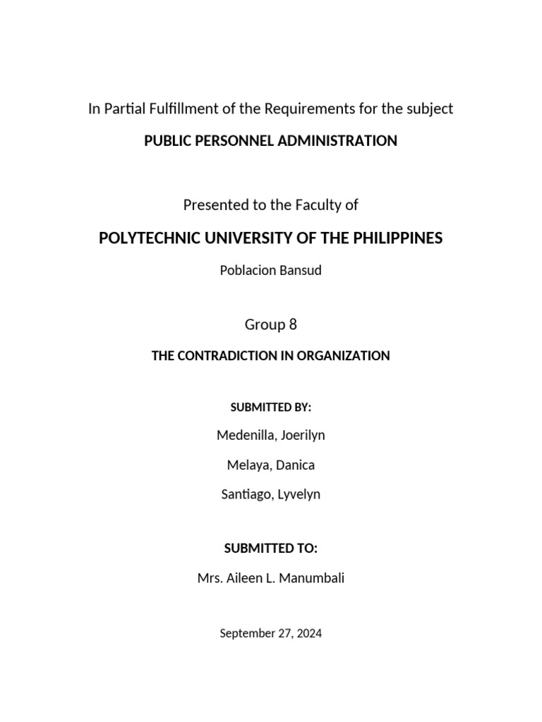 PPA Module GROUP 8 The Contradiction in Organization | PDF | Goal | Motivation