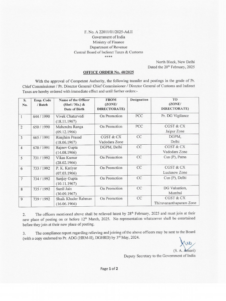 Office Order No 40 of 2025 | PDF