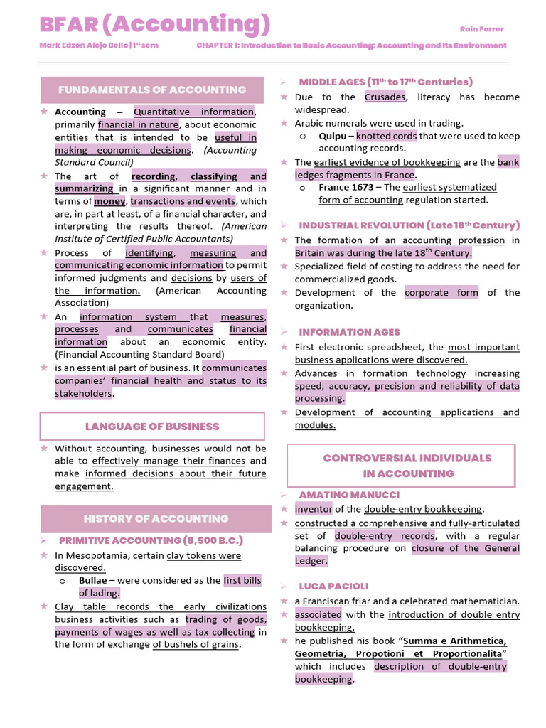 Chapter 1_BFAR | PDF | Accounting | Going Concern
