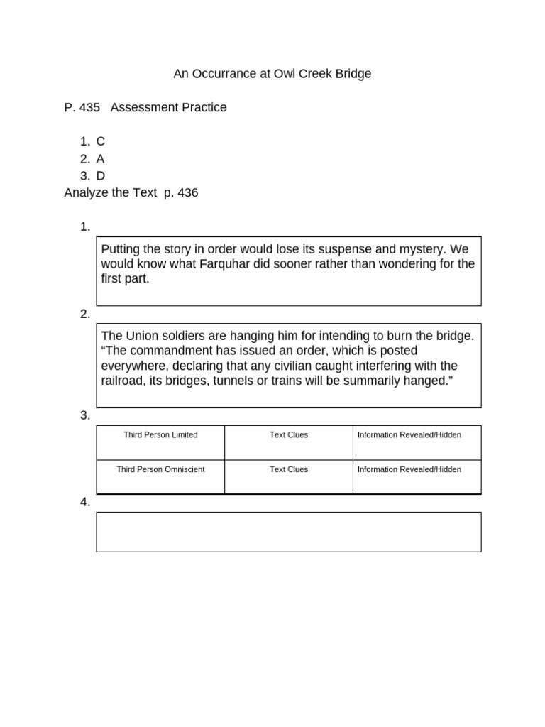 Analysis of "An Occurrence at Owl Creek Bridge" | PDF