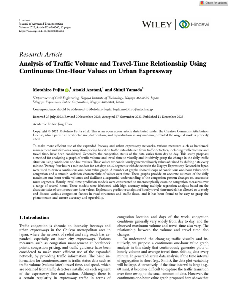 Journal of Advanced Transportation - 2023 - Fujita - Analysis of ...