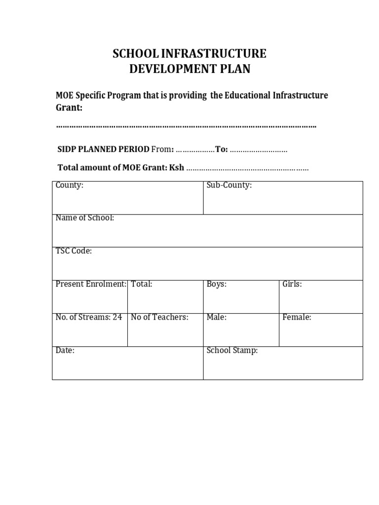 Form of School Infrustructure Development Plan Soft | PDF | Toilet ...