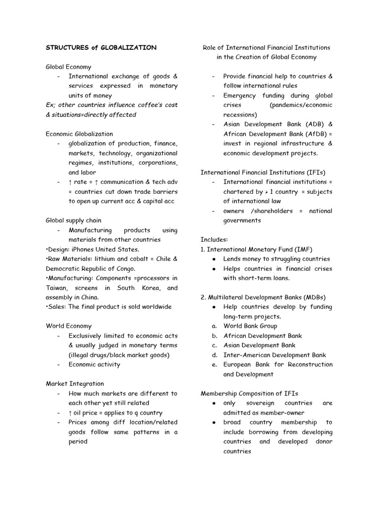 Structures Of Globalization Pdf International Financial
