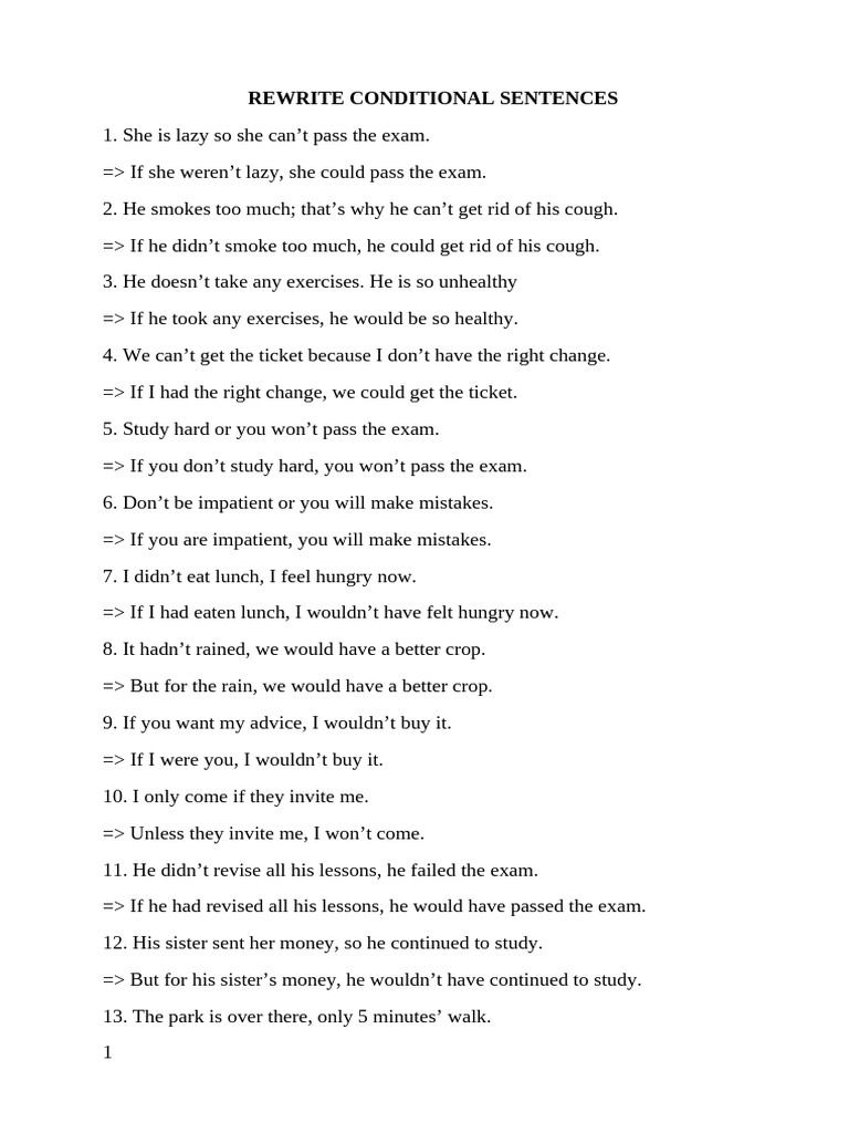REWRITE CONDITIONAL SENTENCES without keys | PDF