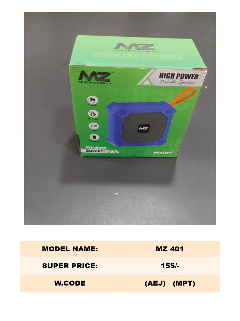 MZ Product Pricing Overview | PDF