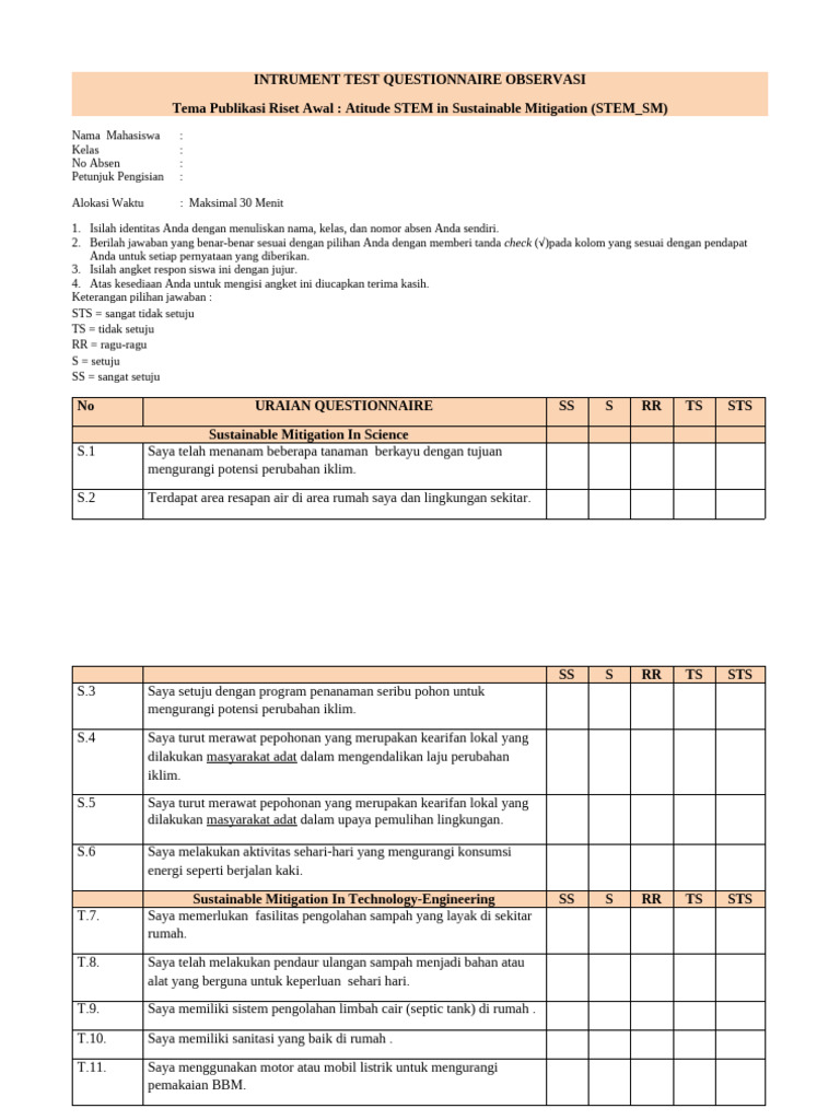 Nstrument Test Questionnaire | PDF