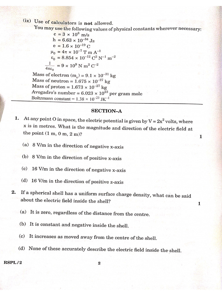 Physics Set 2 | PDF